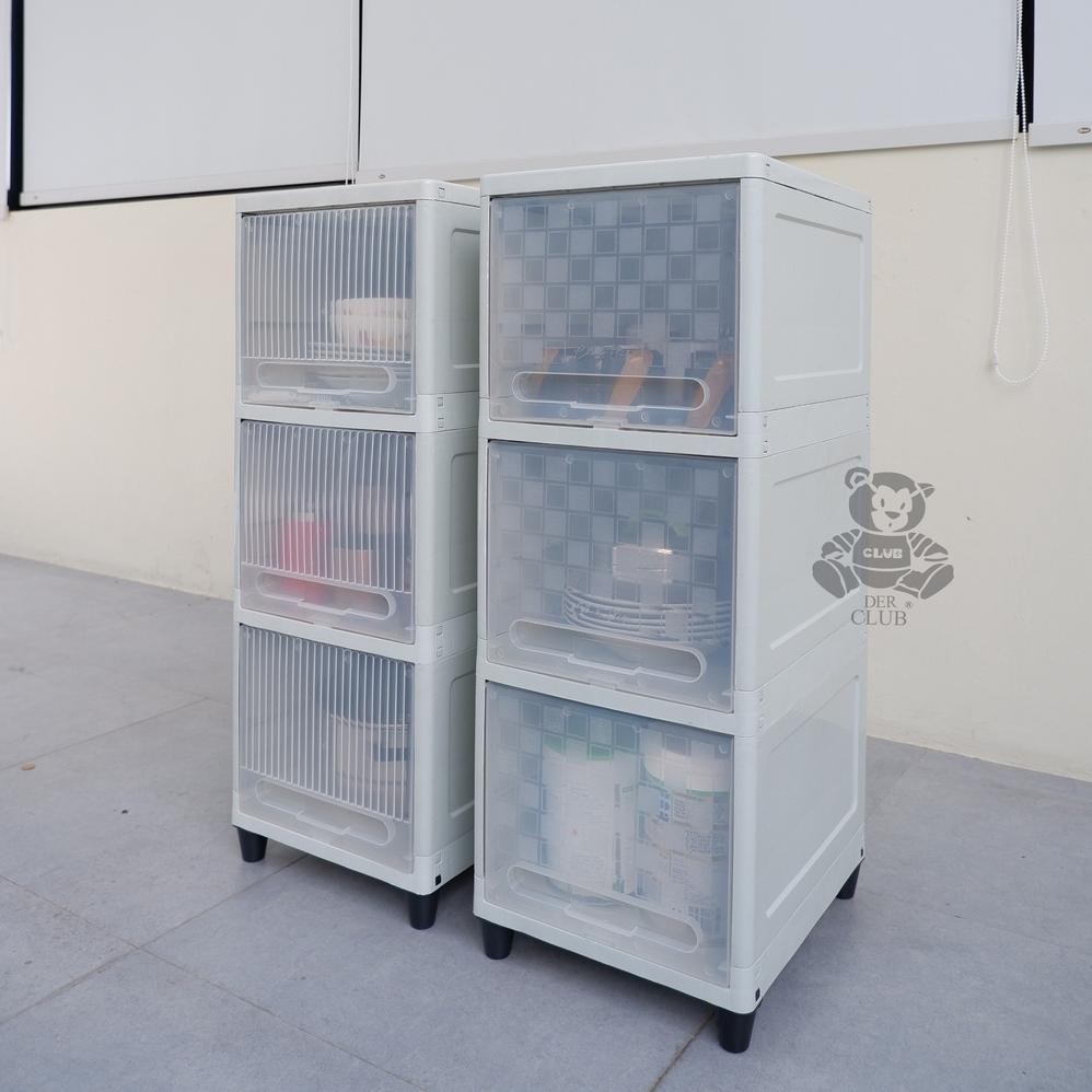 Jual Rak Plastik Bening Susun 3 / Club Flip Putih Gading Transparan ...