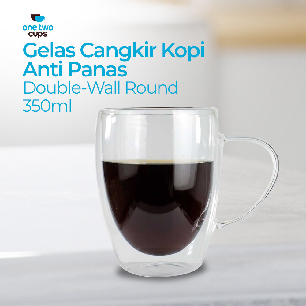 Jual Cangkir Kopi Anti Panas Double Wall Glass Round 350ml | Shopee Indonesia