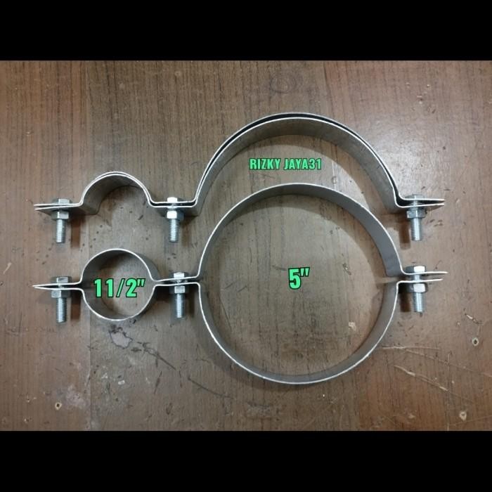 Jual Klem Double Tiang Listrik Pipa / 5" X 11/2" Inch / Plat Stainless ...