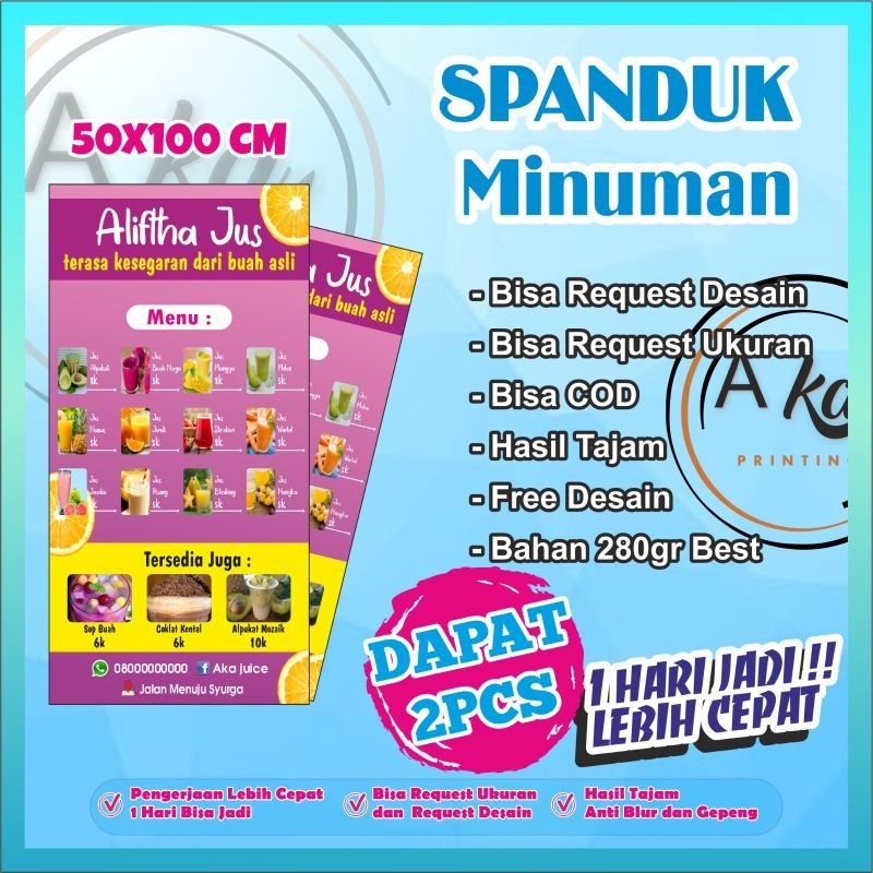 Jual Spanduk / Banner Minuman Kekinian, Jus Buah, Es Teh, Es Kul Kul ...