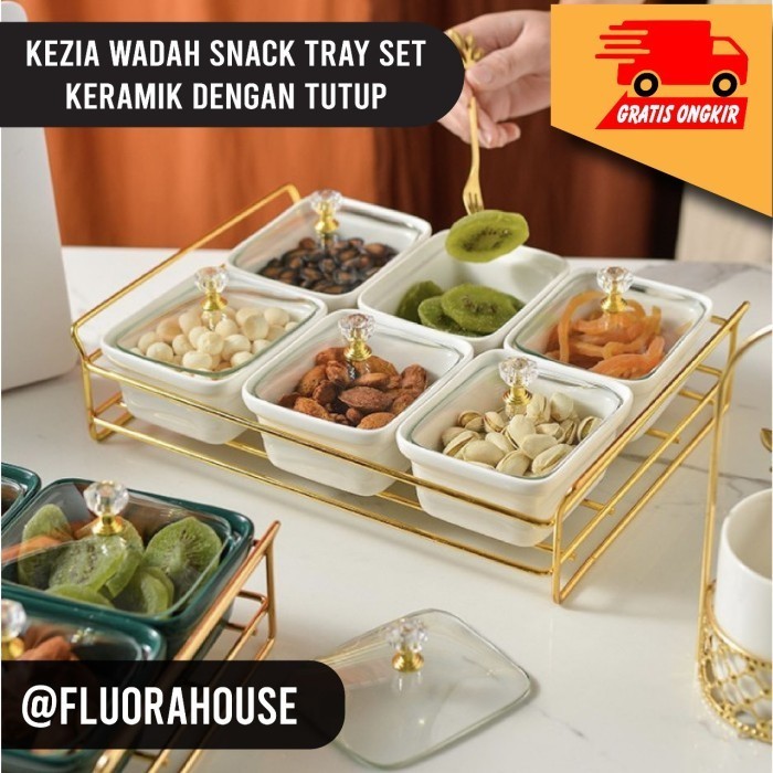 Jual Kezia Wadah Snack Tray Set Keramik Dengan Tutup | Shopee Indonesia