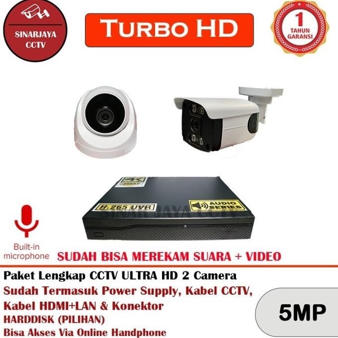 Jual Paket Cctv 2Camera 5MP Audio Sudah Bisa Merekam Suara+Video Full ...