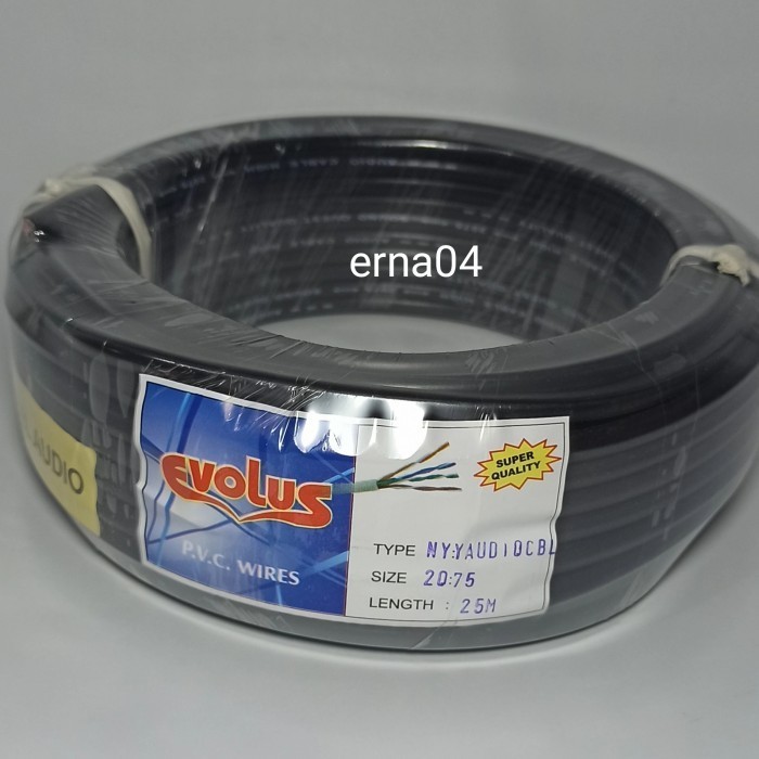Jual KABEL LISTRIK SERABUT EVOLUS 2X0,75 (25M) - HITAM | Shopee Indonesia