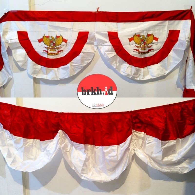 Jual BENDERA BACKGROUND MERAH PUTIH UMBUL UMBUL HIAS PANJANG 10 GELOMBANG GARUDA / KARET MERAH ...