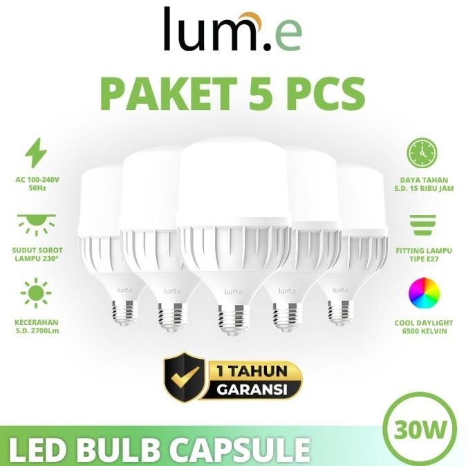 Jual NEW LAMPU LED E27 BOHLAM LUME CAPSULE 30W 30 WATT 6500K PUTIH ...