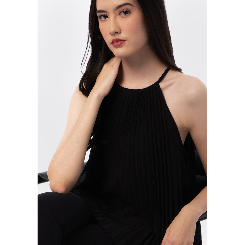 Jual Executive Halter Neck Chiffon Top Black | Shopee Indonesia