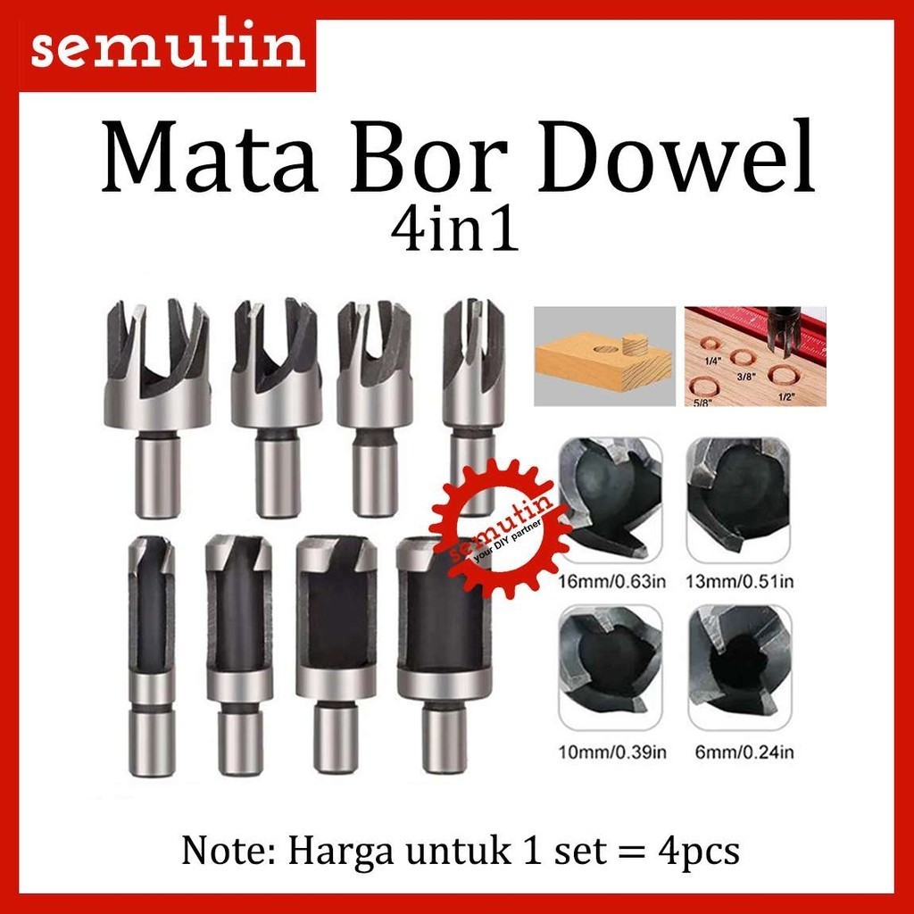 Jual Mata Bor Dowel 4in1 AH32 / Pembuat Pin Pen Cutter Drill Gabus ...