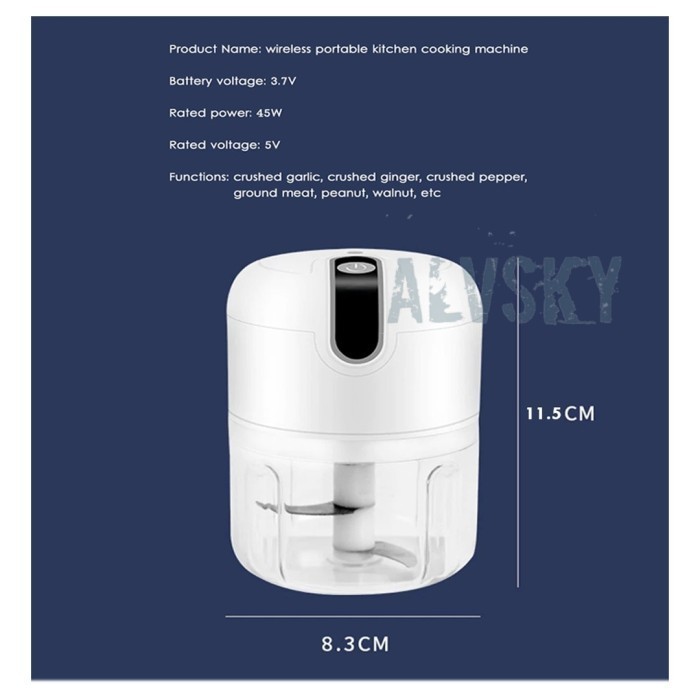 Jual MINI CHOPPER PORTABLE ELEKTRIK RECHARGEABLE USB - 250 ML | Shopee ...