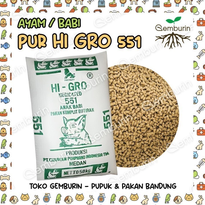 Jual Pur 551 Voer Babi Untuk Pembesaran Ayam Pelet Hi Gro REPACK 1 Kg ...
