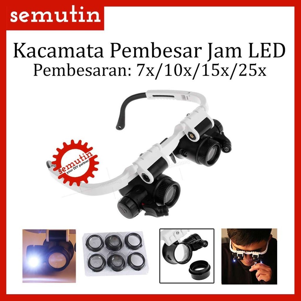 Jual Kacamata Pembesar Jam LED 7X-25X AG83 / Kaca Mata Servis Service ...