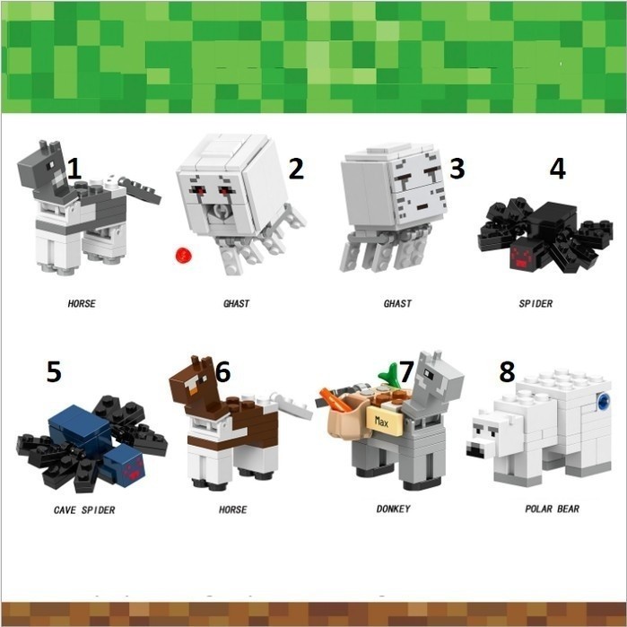 Jual Minecraft Horse Queen Ghast Spider Donkey Polar Bear Minifigure ...