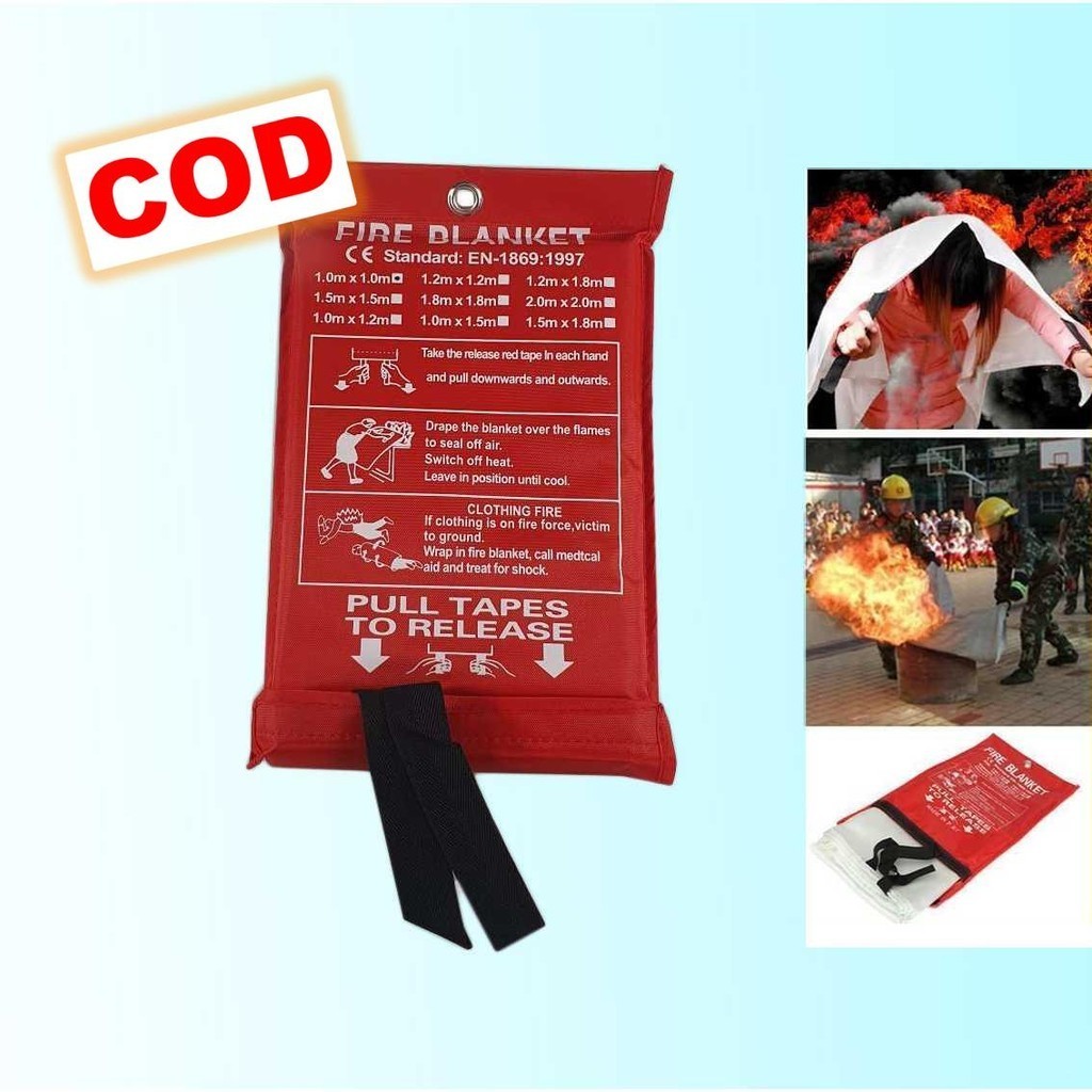 Jual Kain Pemadam Api Kebakaran Anti Panas 1x1M Fiberglass Fire Blanket ...
