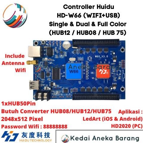 Jual Controller Huidu HD-W66 Wifi USB RGB Full Color Running Text P10 ...