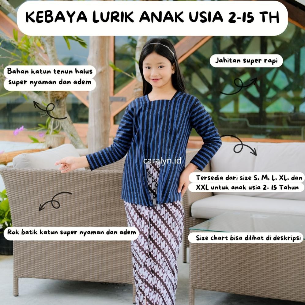 Jual 6.6 Kebaya Lurik Baju Adat Jawa Setelan Kebaya Adat Anak Perempuan | Shopee Indonesia
