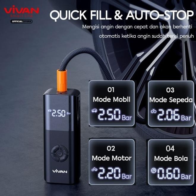 Jual Vivan Portable Air Pump Inflator Electric Pompa Ban Mobil Sepeda ...