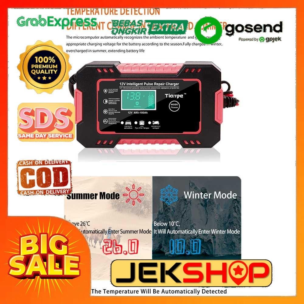Jual Charger Aki Mobil Lead Acid Smart Battery Charger 12V 4-100Ah - RJ ...