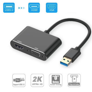 Jual Kabel Converter Adapter Usb 3.0/2.0 To Hdmi/Vga 2 In 1 1080P ...