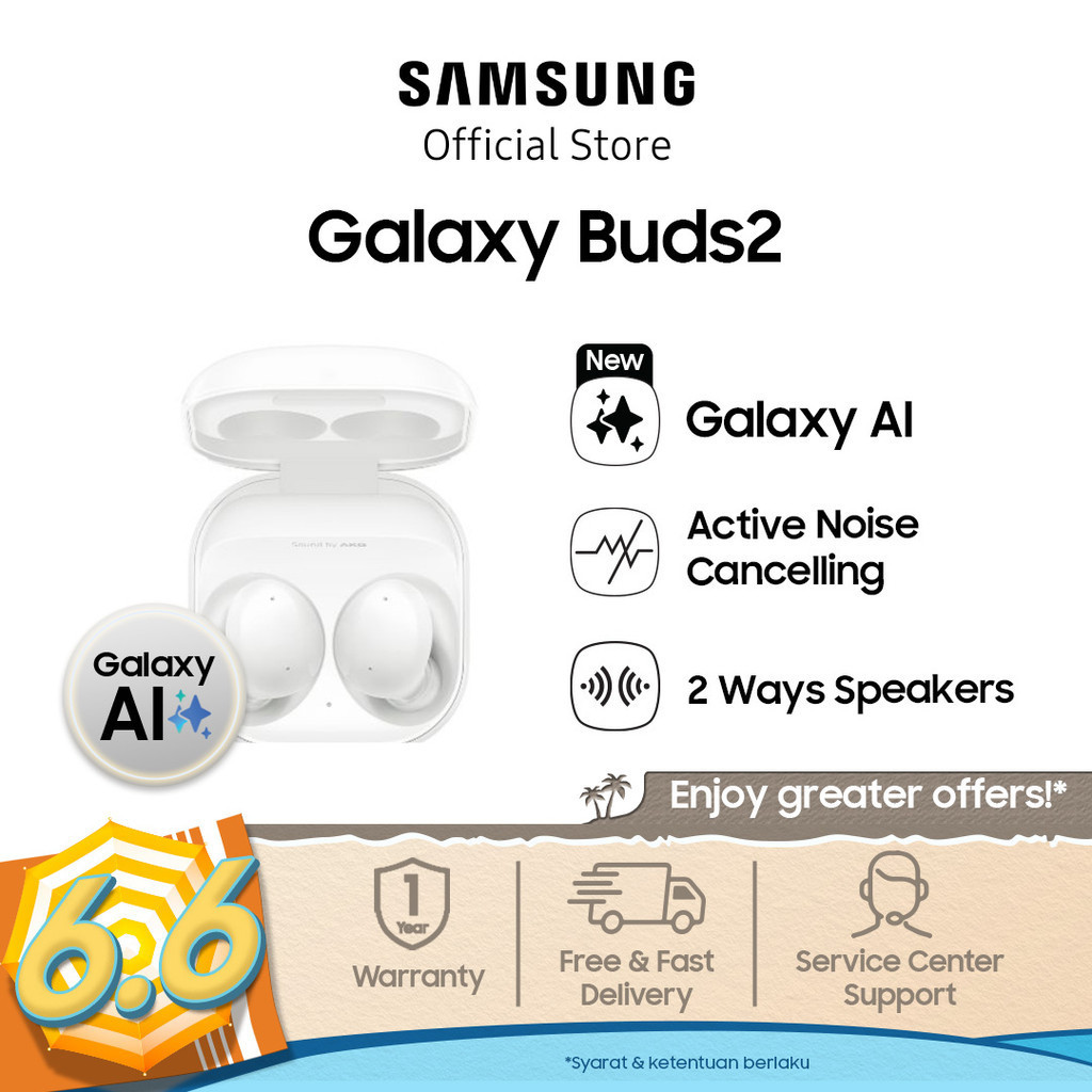 Jual Samsung Galaxy Buds2 - White, Galaxy AI, Handphone AI, Buds AI ...