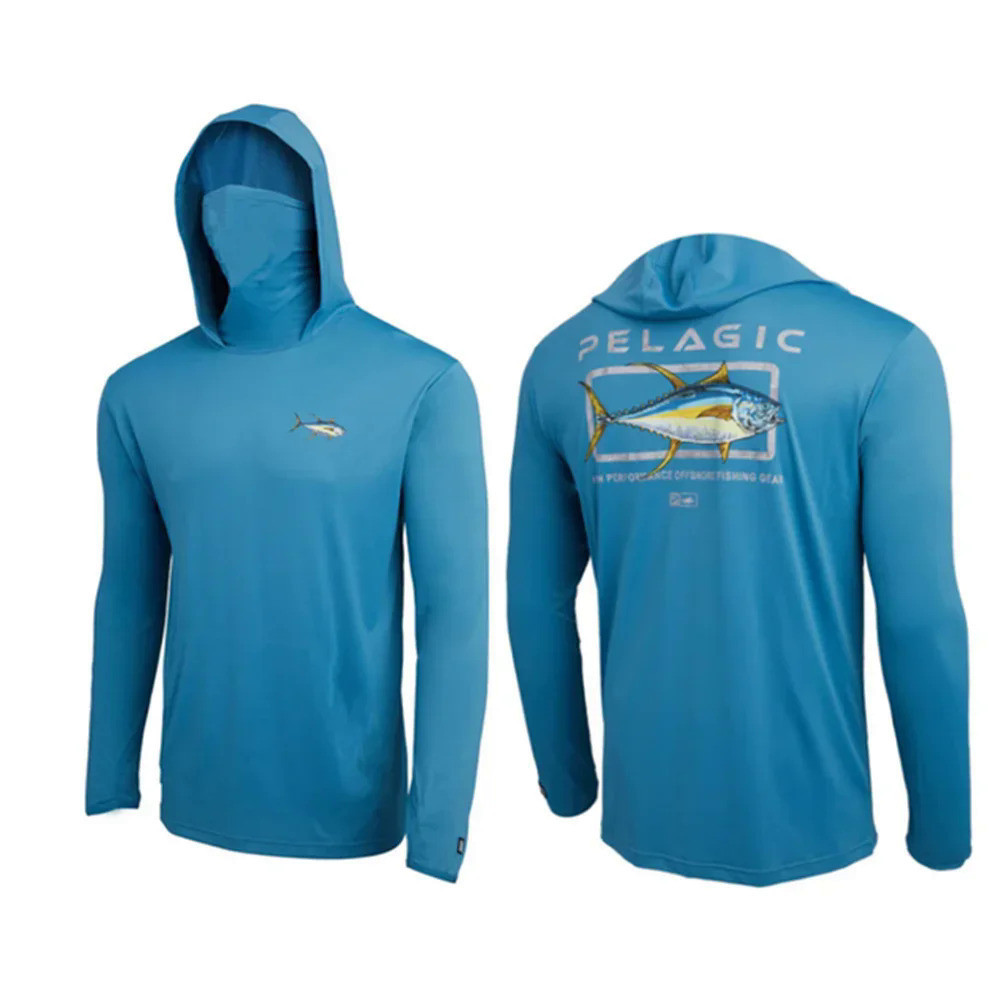 Jual PELAGIC Fishing Shirts Upf 50 Men Long Sleeve Hooded Face Cover ...