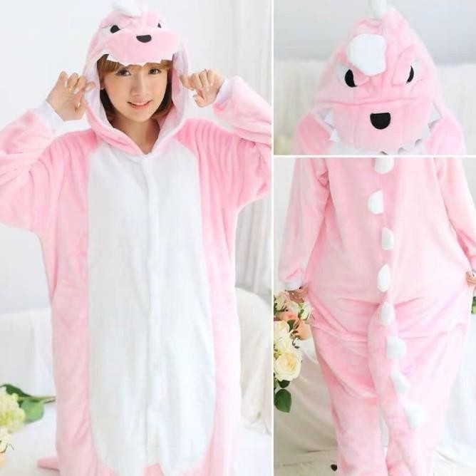 Jual Baju Onesie Boneka Godzilla Dinosaurus Dino Pink Piyama Kostum ...