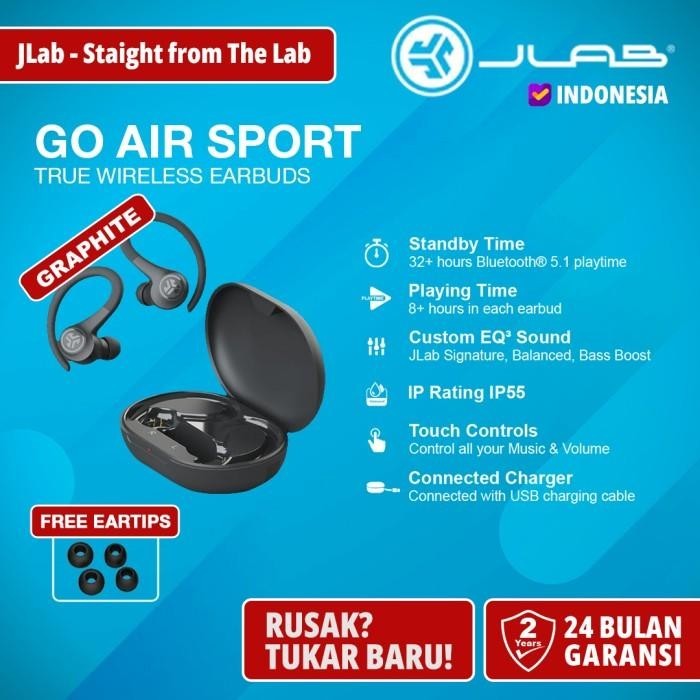 Jual JLab GO AIR SPORT TWS True Wireless Bluetooth Mini Earphone Bass ...