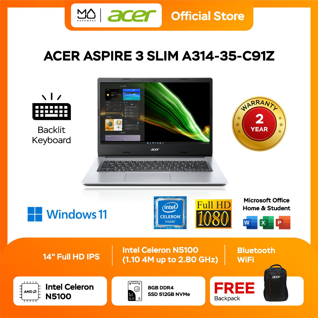 Jual Laptop Acer Aspire 3 A314-35-C91Z – Silver [Intel N5100-8GB-SSD ...