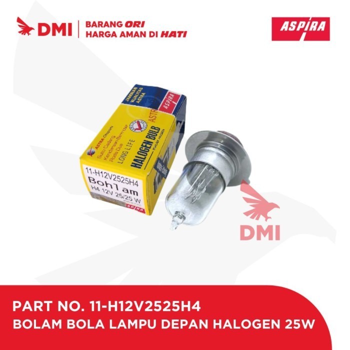 Jual BOLAM BOLA LAMPU DEPAN HALOGEN 25W LAMPU 11-H12V2525H4 ASPIRA | Shopee Indonesia