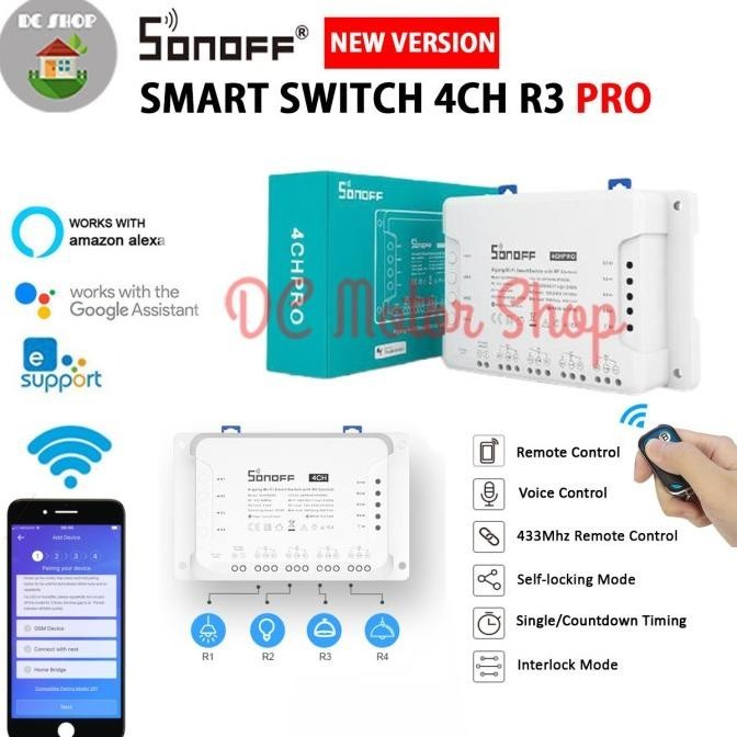 Jual Sonoff 4CH PRO R2 - 4 Channel Din Rail WiFi - RF 433Mhz Switch Radeliana Official | Shopee ...