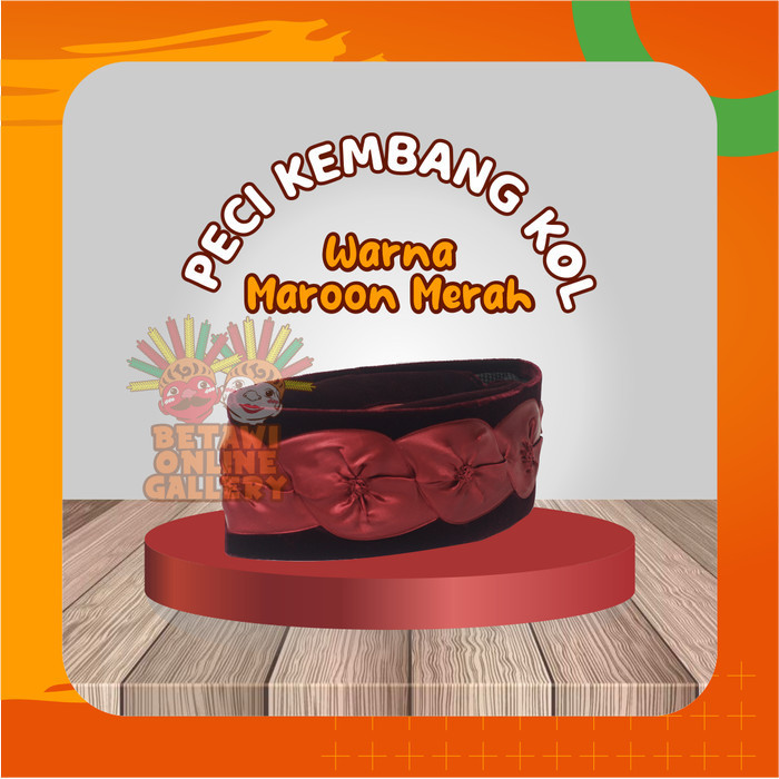 Jual Peci/Songkok/Kopiah Hitam Kembang Kol Merah Silat Betawi | Shopee ...
