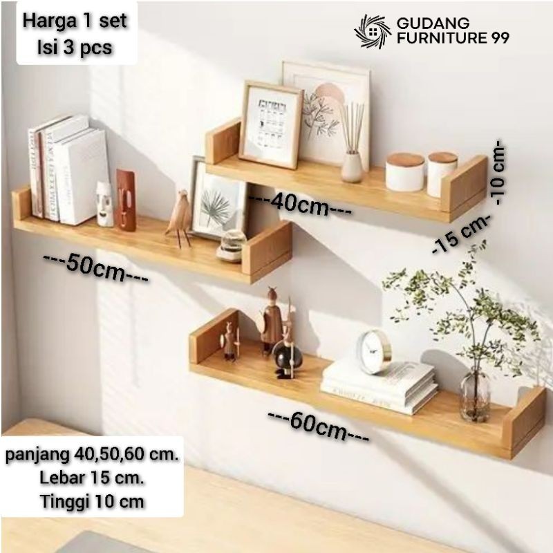 Jual Ambalan Dinding Model U , Harga 1 set isi 3 pcs, Panjang 40,50,60 ...