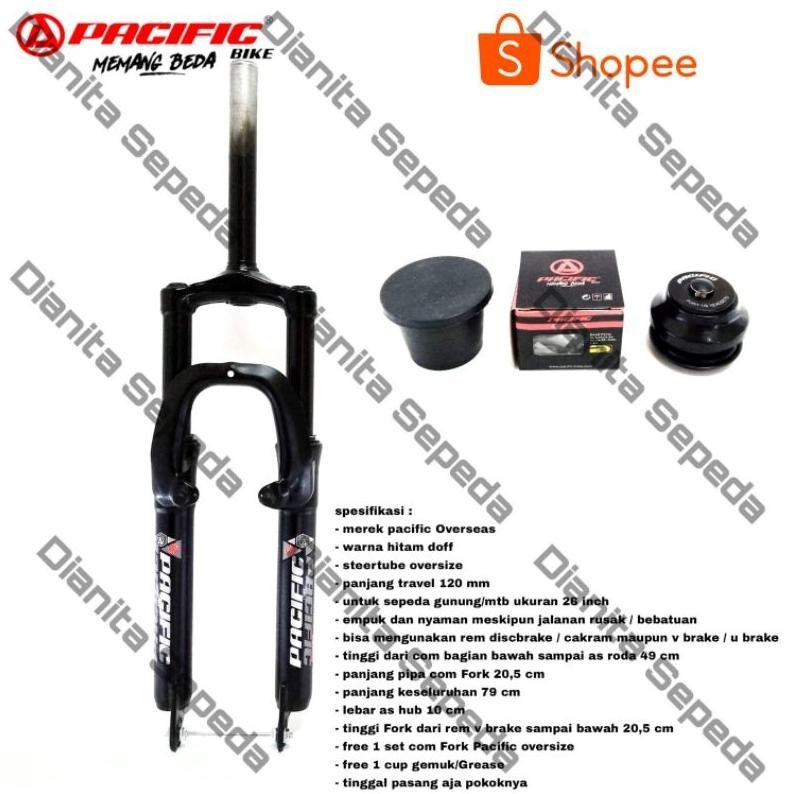 Jual fork mtb 26 garpu shock bracker depan trevel 120 mm pacific 1 set ...