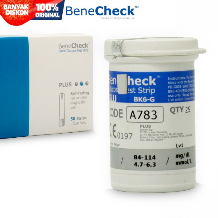 Jual Cek Gula - BeneCheck Plus Test Strip Glucose Gula Darah | Shopee ...