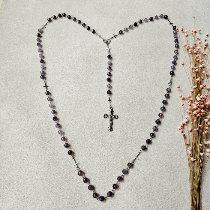 Jual Ready Rosario 77 Bapa Kami Batu Alam Amethyst Kecubung 8mm | Shopee Indonesia