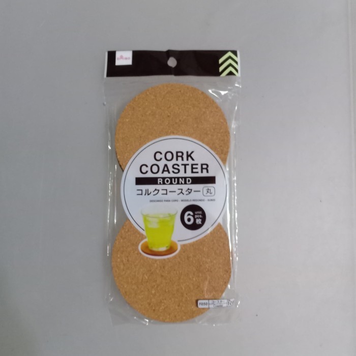 Jual DAISO Natural cork coaster isi 6 tatakan gelas gabus bulat ...