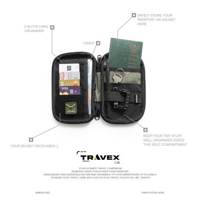 Jual Numerus Travex travel pouch / passport organizer / hanging wallet ...