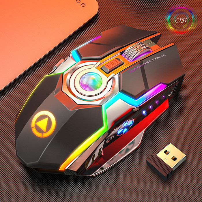 Jual CIJI Mouse Gaming Wireless A5 Dengan 7 Warna LED RGB Silent Mode ...