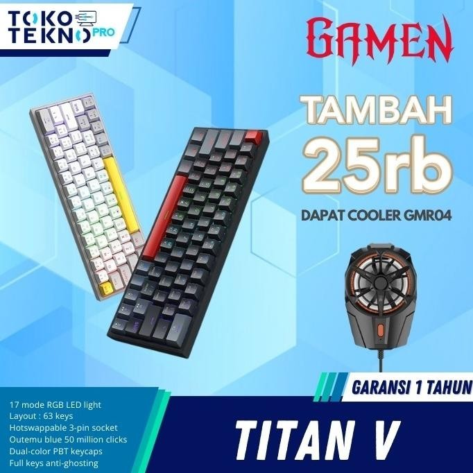 Jual Gamen Titan V / 5 Wired Gaming Keyboard 60% Mechanical Garansi ...