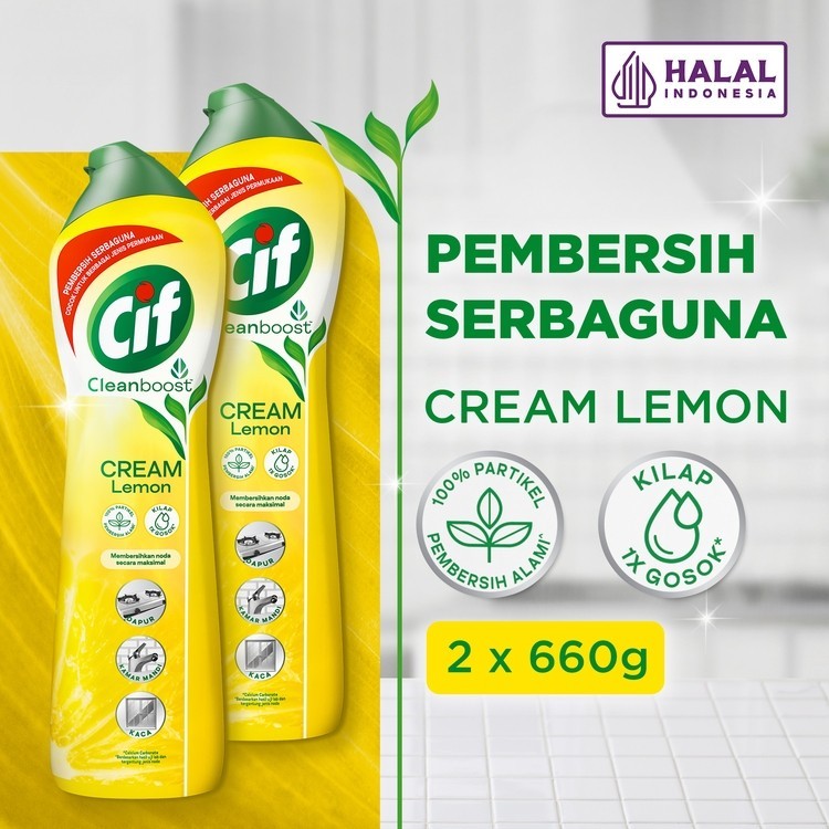 Jual CIF CREAM PEMBERSIH SERBAGUNA LEMON BOTOL 660G Twinpack | Shopee ...