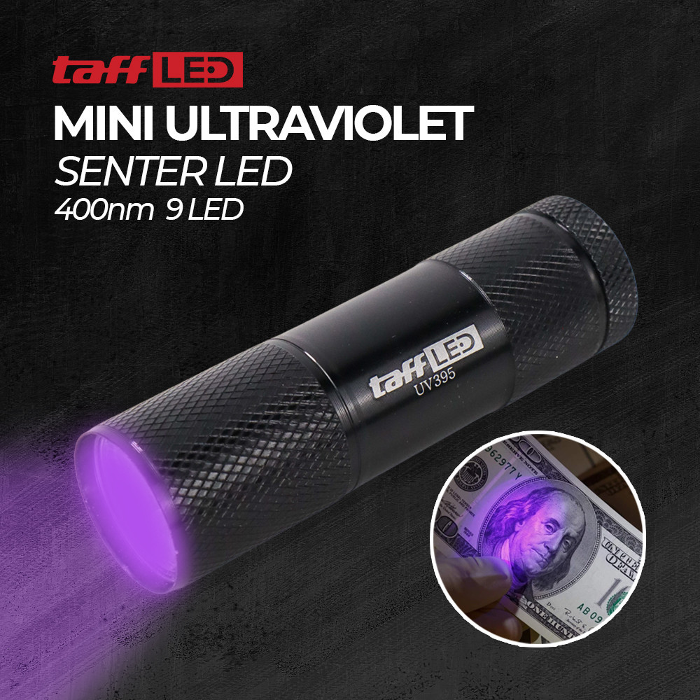 Jual TaffLED Senter LED Mini Ultraviolet UV 400nm 9 LED - UV-395 ...