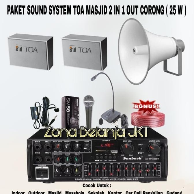 Jual Jual! Paket Sound Toa Masjid Musholla 2 In 1 Out Corong Toa 25W ...