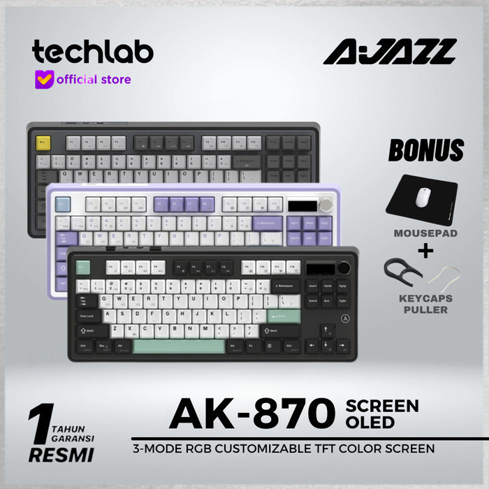 Jual Ajazz Ak870 / Ak-870 Wireless Mechanical Keyboard Gasket Mount ...