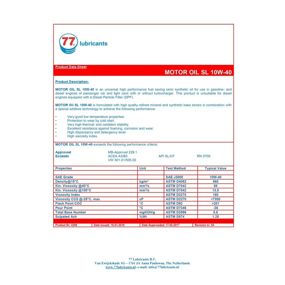 Jual Oli 77 Lubricants Motor Oil Sl 10W-40 (Liter) | Shopee Indonesia