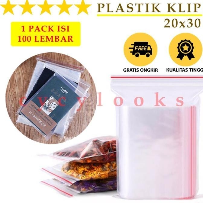 Jual Plastik Ziplock Besar( 20X30 Cm ) Kantong Zip Lock Bening 100 Pcs ...