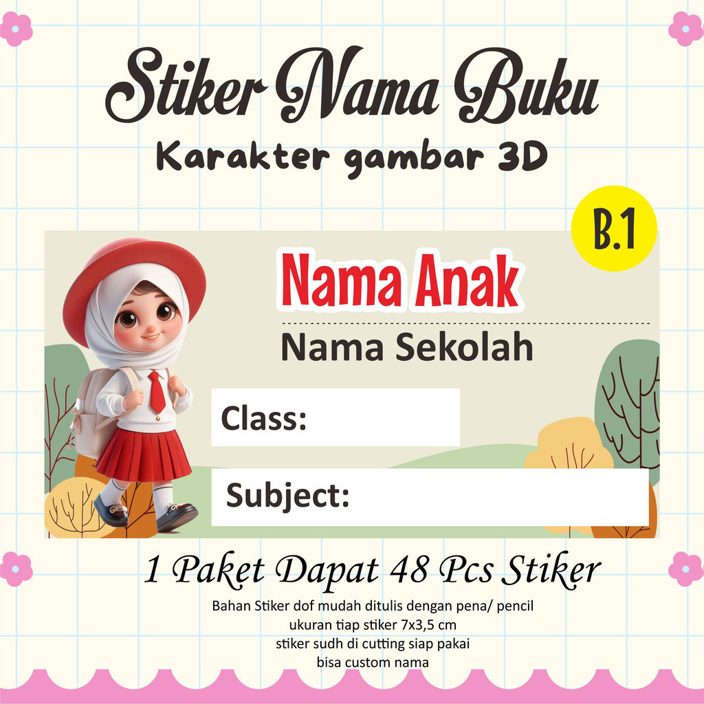 Jual Stiker nama buku stiker sampul custom nama dan nama sekolah Stiker ...