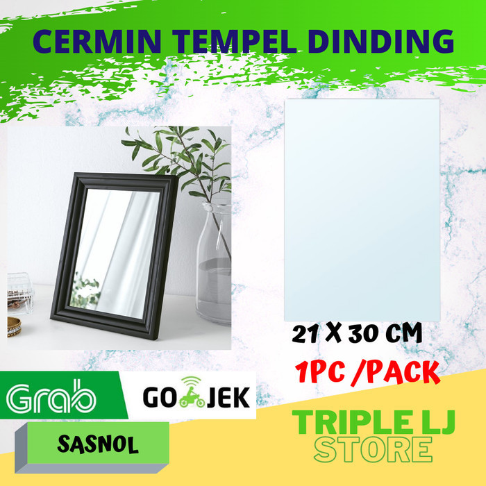 Jual KACA CERMIN GANTUMG TEMPEL DINDING PINTU PERSEGI 21 X 30 CM ...