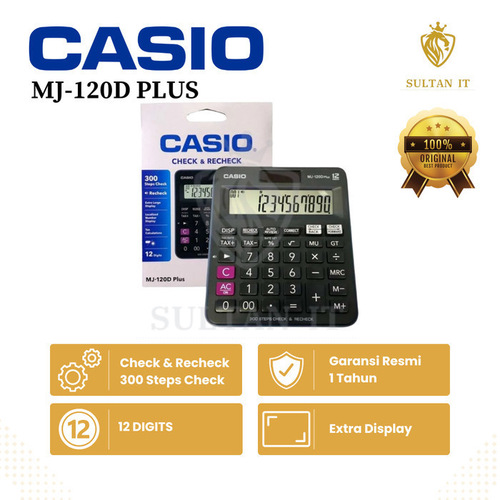 Jual KALKULATOR CASIO MJ 120 D PLUS CHECK CORRECT ORIGINAL | Shopee Indonesia