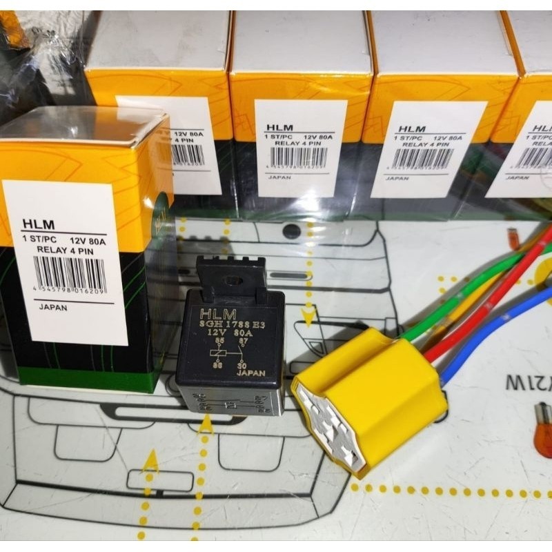 Jual Relay HLM Kaki 4 12V 80A + Socket Relay Keramik | Shopee Indonesia