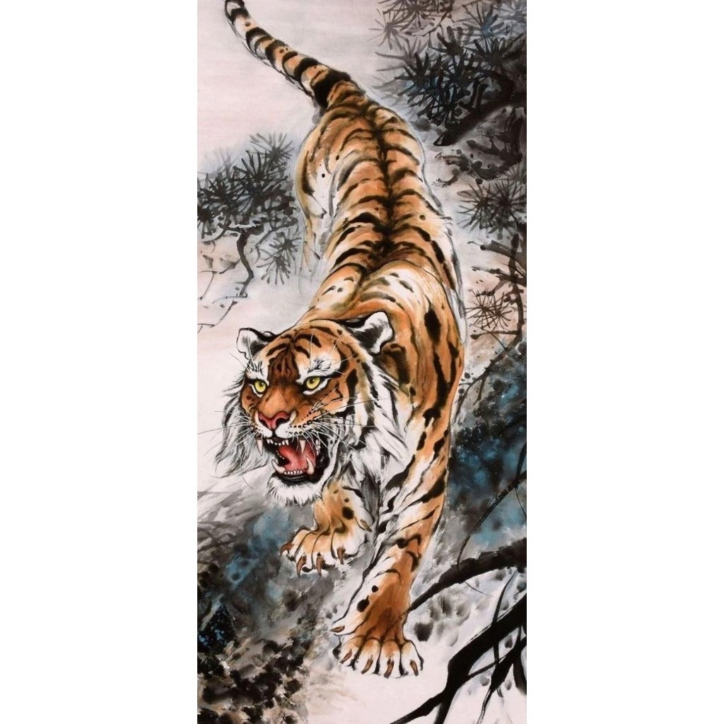 Jual Lukisan Crouching Tiger Chinese Painting | Shopee Indonesia