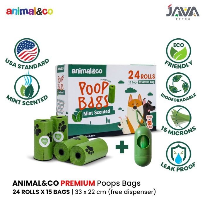 Jual Animalnco Premium Poop bags Plastik Kotoran Hewan Biodegradable 24 ...