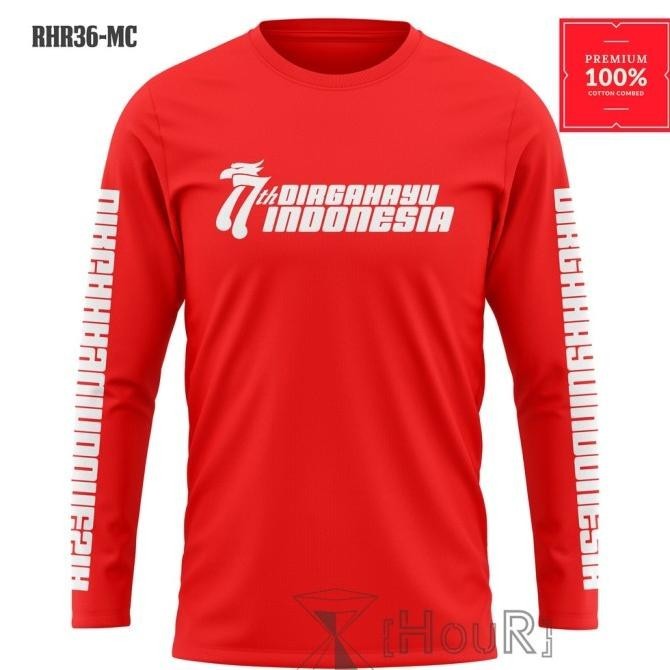 Jual Baju Kaos 17 Agustusan Lengan Panjang Indonesia Hut RI ke 77 Tahun GG01 | Shopee Indonesia